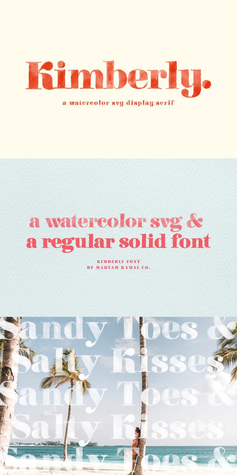 Kimberly – Watercolor SVG + Regular Font – ReveryWorks